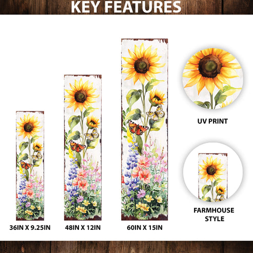 Summer Wildflower Porch Sign | Sunflower, Lupine, Poppy & Butterfly De ...
